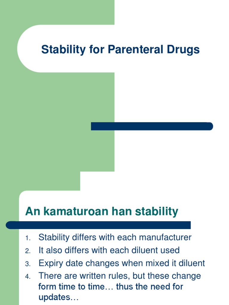 Stability and Compatibility of Parenteral Drugs | PDF | Chemical ...