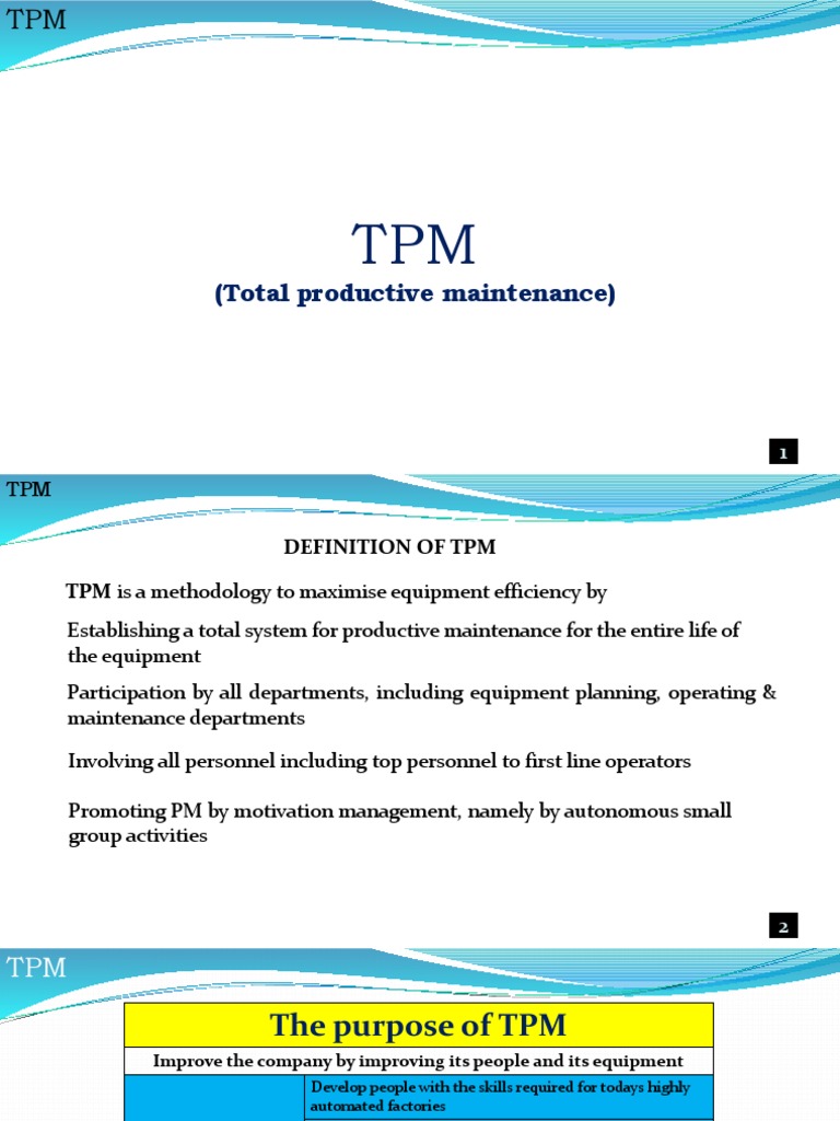 TPM Basics | PDF | Machines | Product Lifecycle