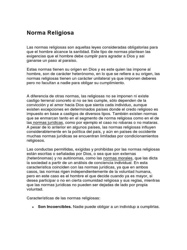Características de las Normas Religiosas | PDF | Gobierno | Principios ...