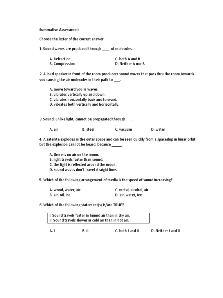 Summative Assessment | PDF | Pitch (Music) | Sound