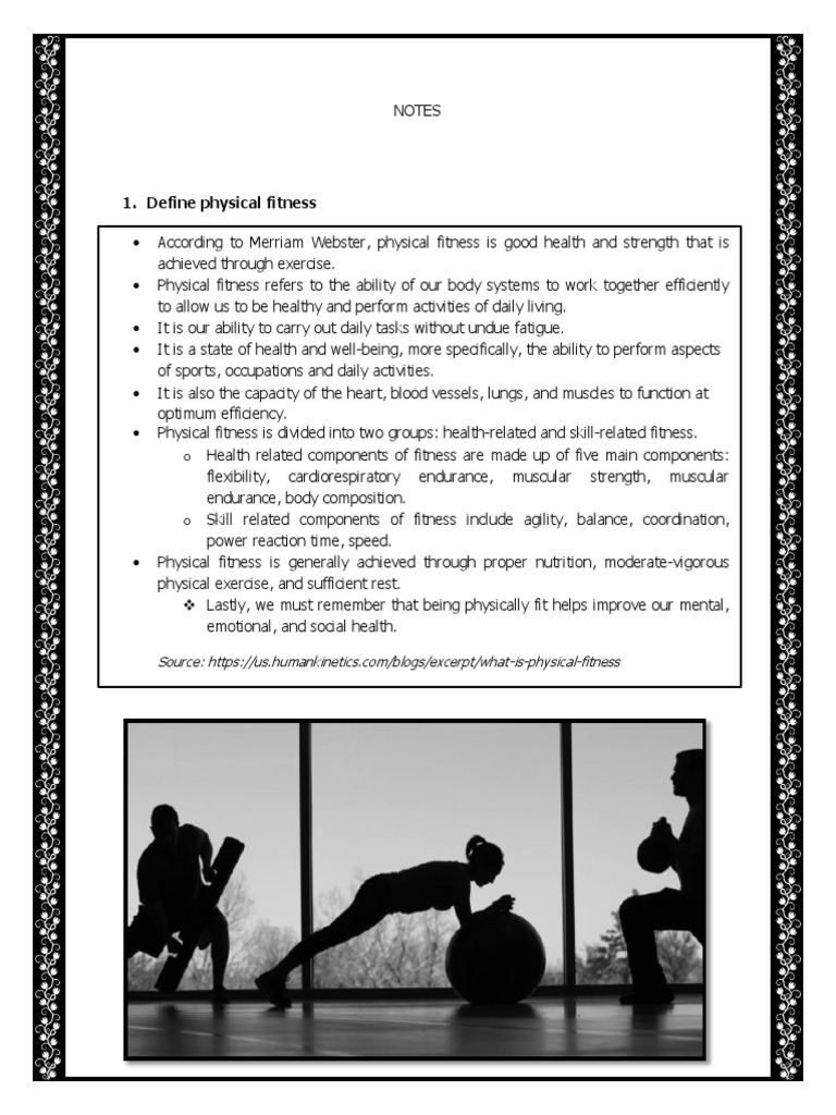 Physical Fitness Notes | PDF | Physical Fitness | Determinants Of Health
