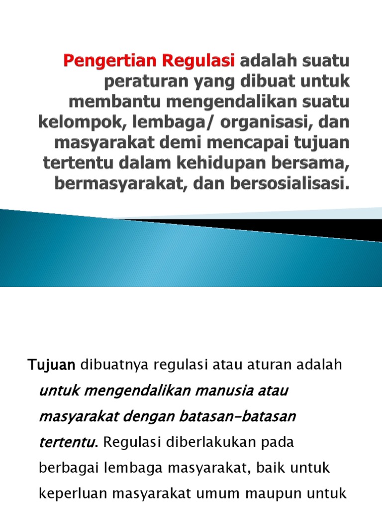 Pengertian Regulasi | PDF