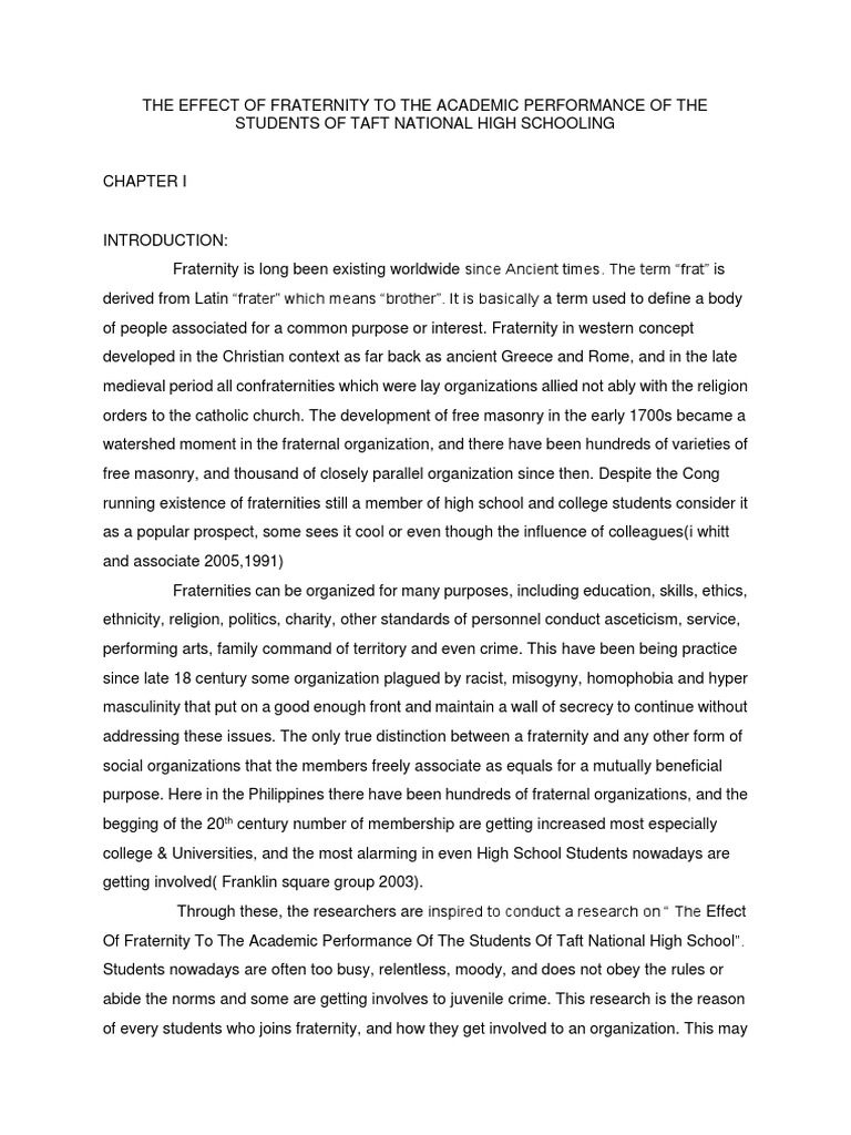 The Effect of Fraternity To The Academic Performance of The Students of ...