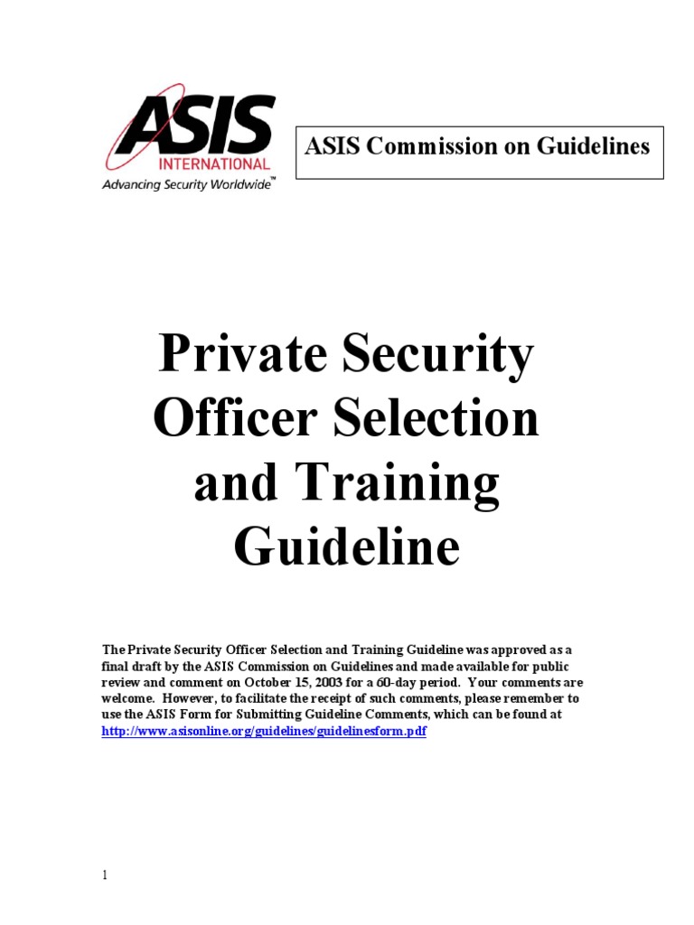 Private Security Offier Selection and Training Guide | PDF | Security ...