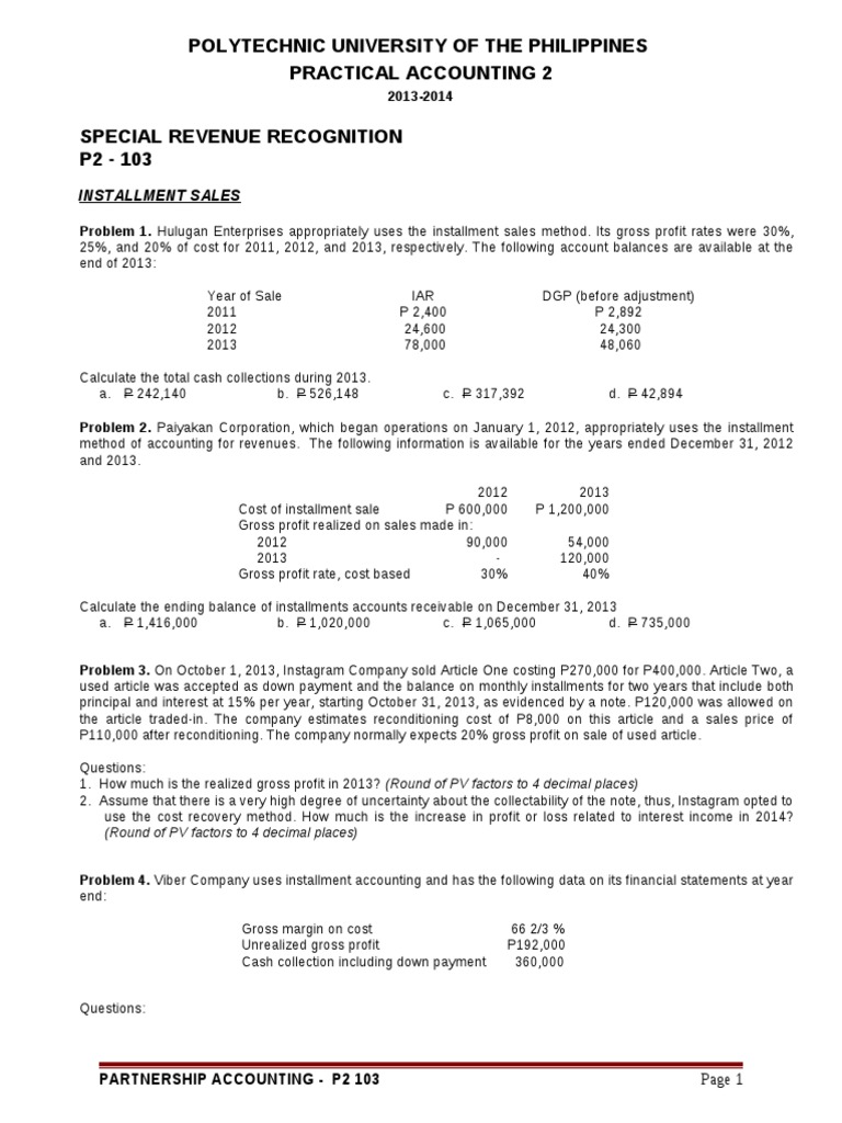 Installment Sales Recognition | PDF | Franchising | Revenue