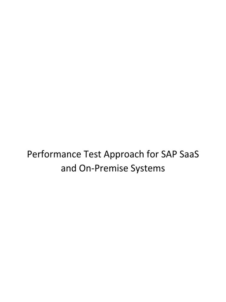 SAP Performance Testing Guide | PDF | Software As A Service | Computer ...