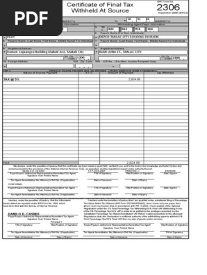 Bir Form 2306 Sample PDF Withholding Tax Value Added Tax, 41% OFF
