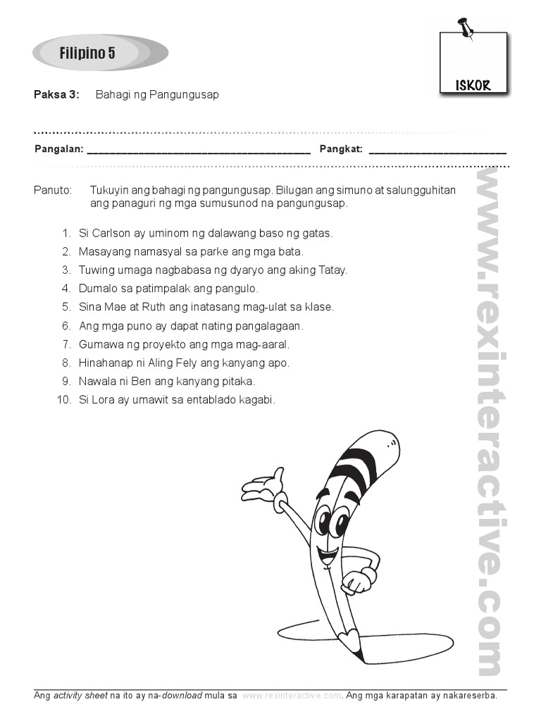 Activity Sheet Filipino 5 3 | PDF