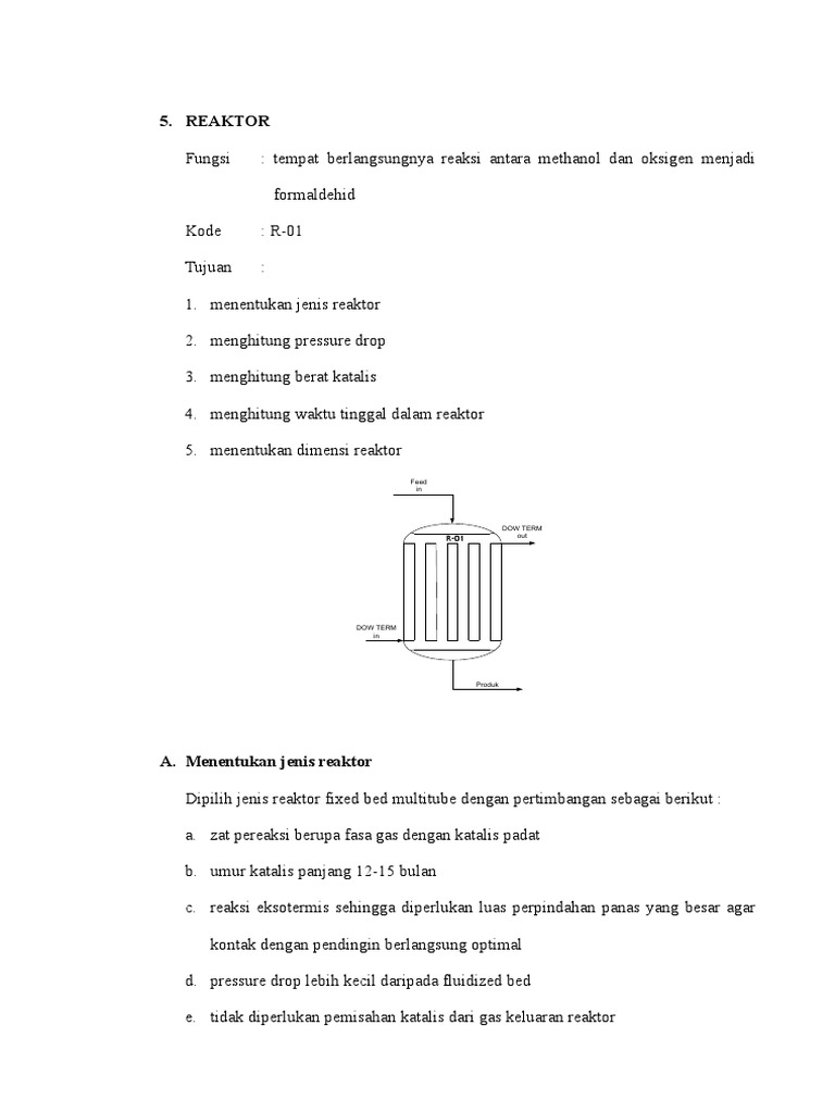 Desain Reaktor Fixed Bed Multitube | PDF