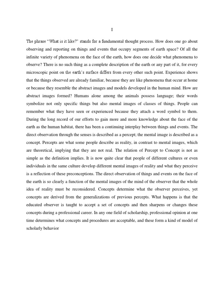 What is it like? Fundamental thought process of observation | PDF ...