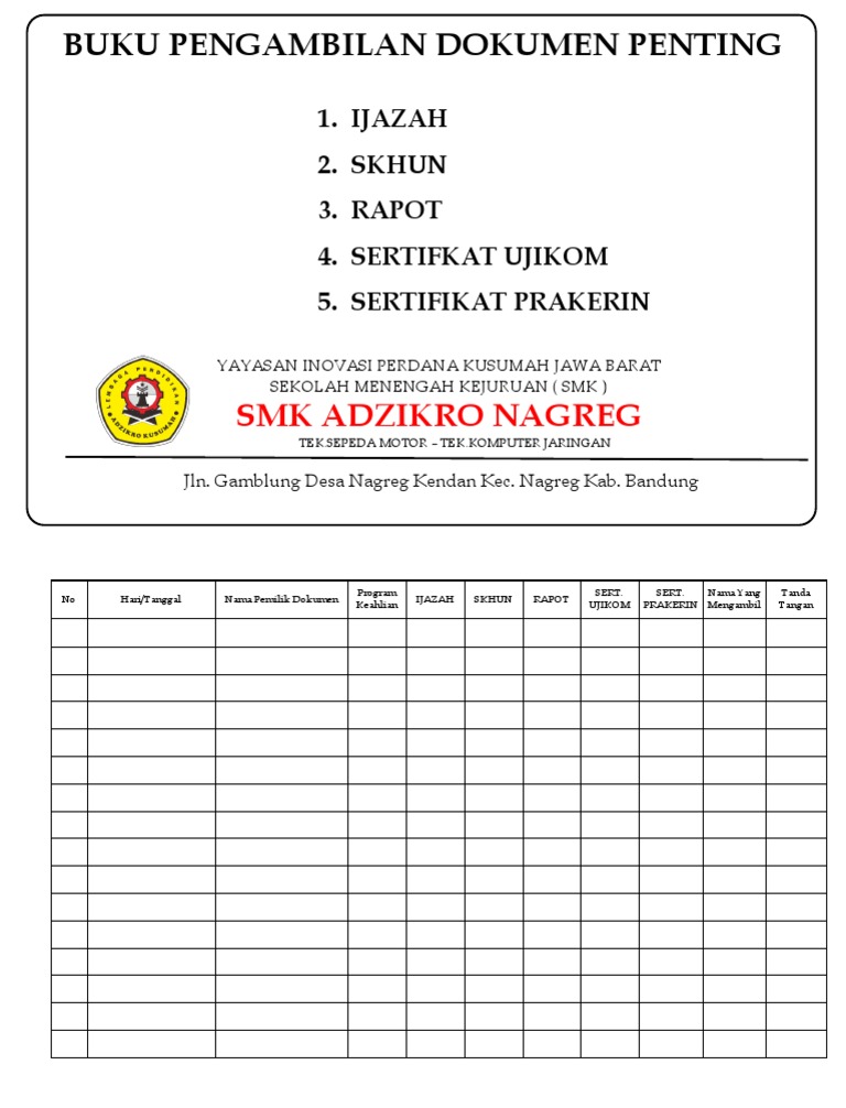 Buku Pengambilan Dokumen Penting | PDF