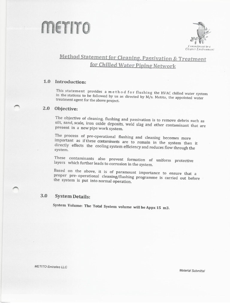 METHOD OF STATEMENT CHW Chemical Flushing PDF | PDF