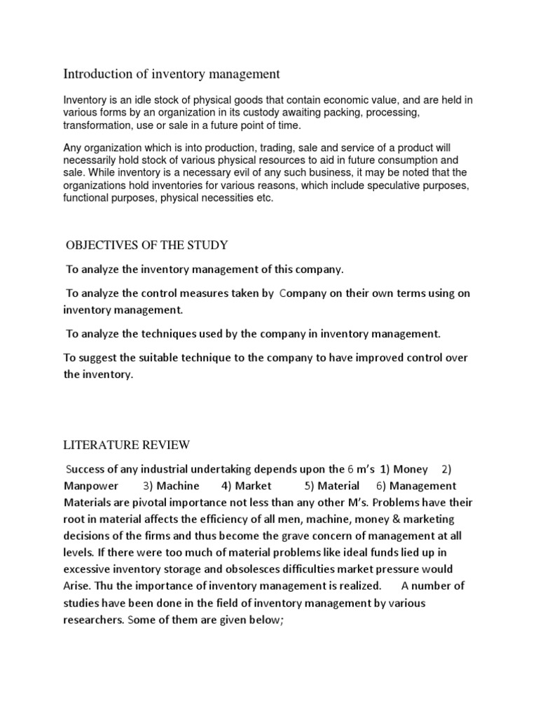 Introduction of Inventory Management | PDF | Inventory | Warehouse