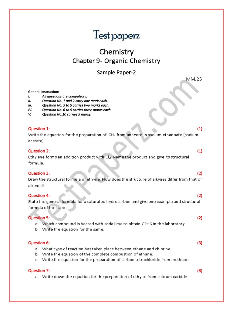Organic Chemistry Paper 2 | PDF | Alkene | Hydrocarbons