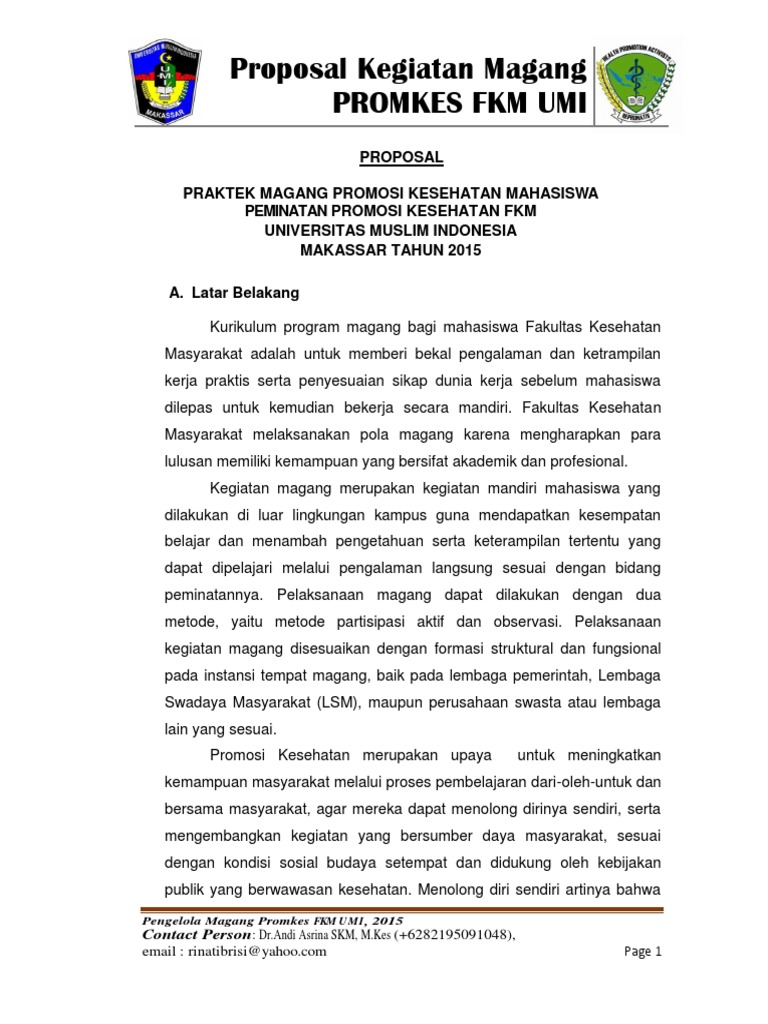 Contoh Proposal Magang Promkes | PDF