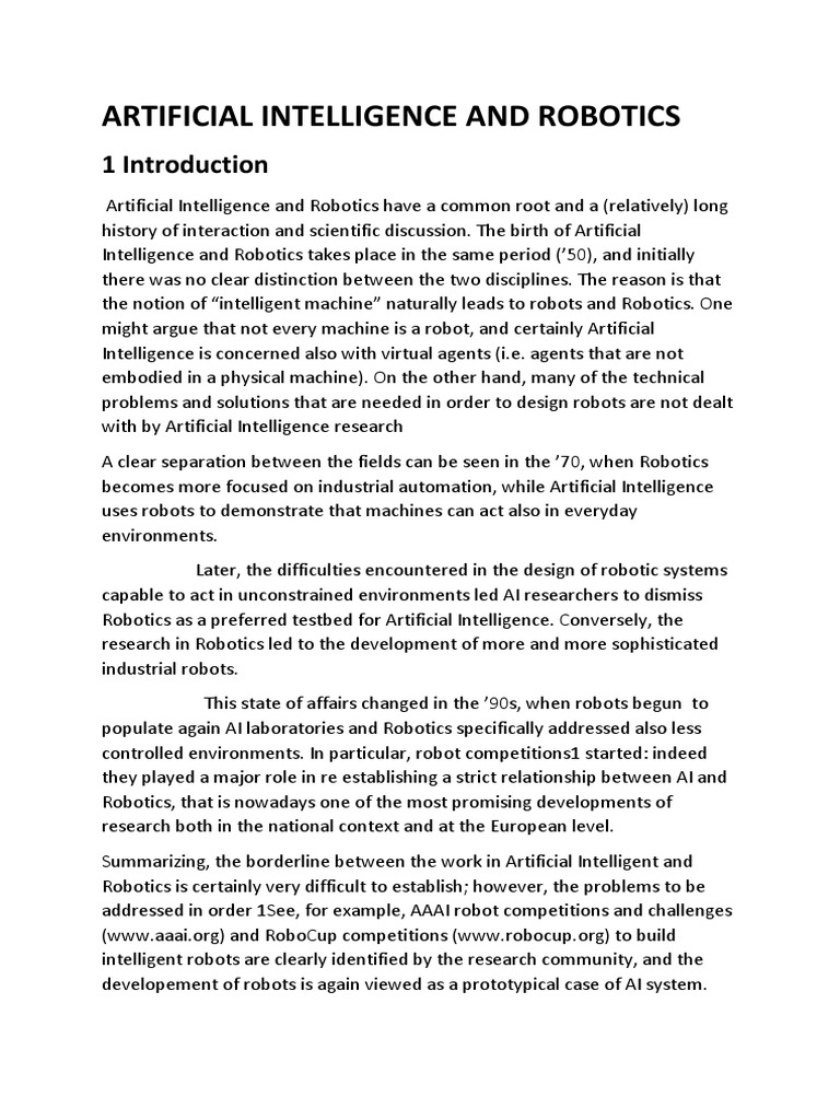 AI and Robotics: An Integrated Overview | PDF | Computer Vision ...