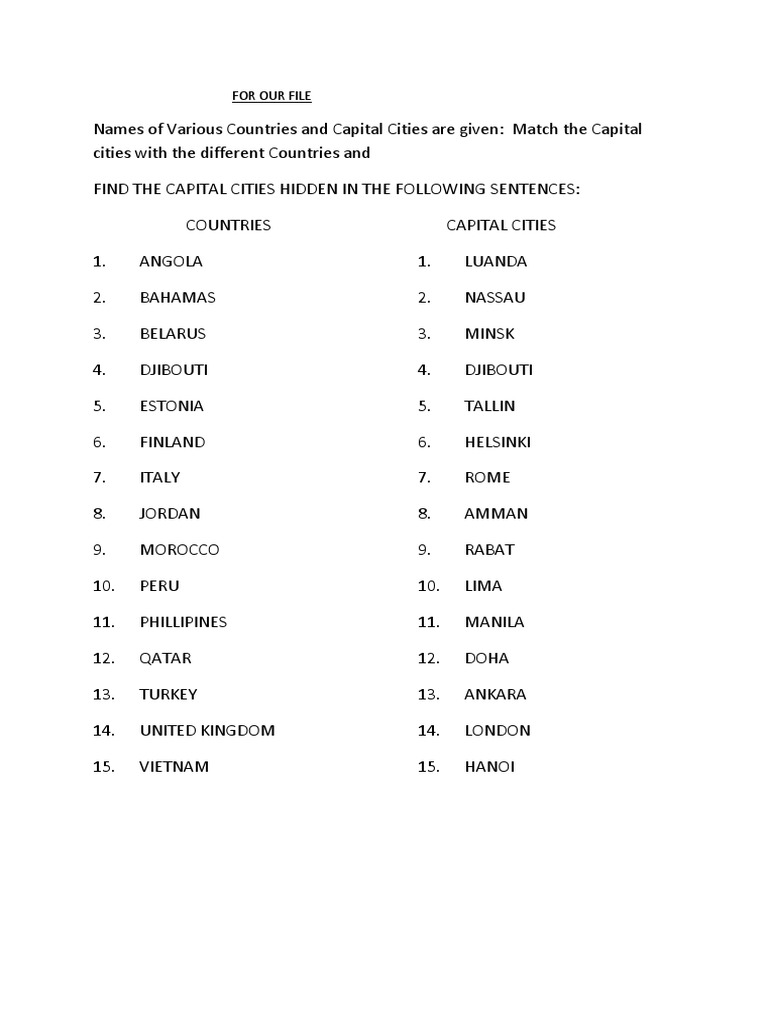 Countries Hidden in Sentences | PDF