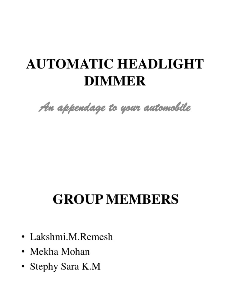 Automatic Headlight Dimmer Benefits | PDF | Headlamp | Exports