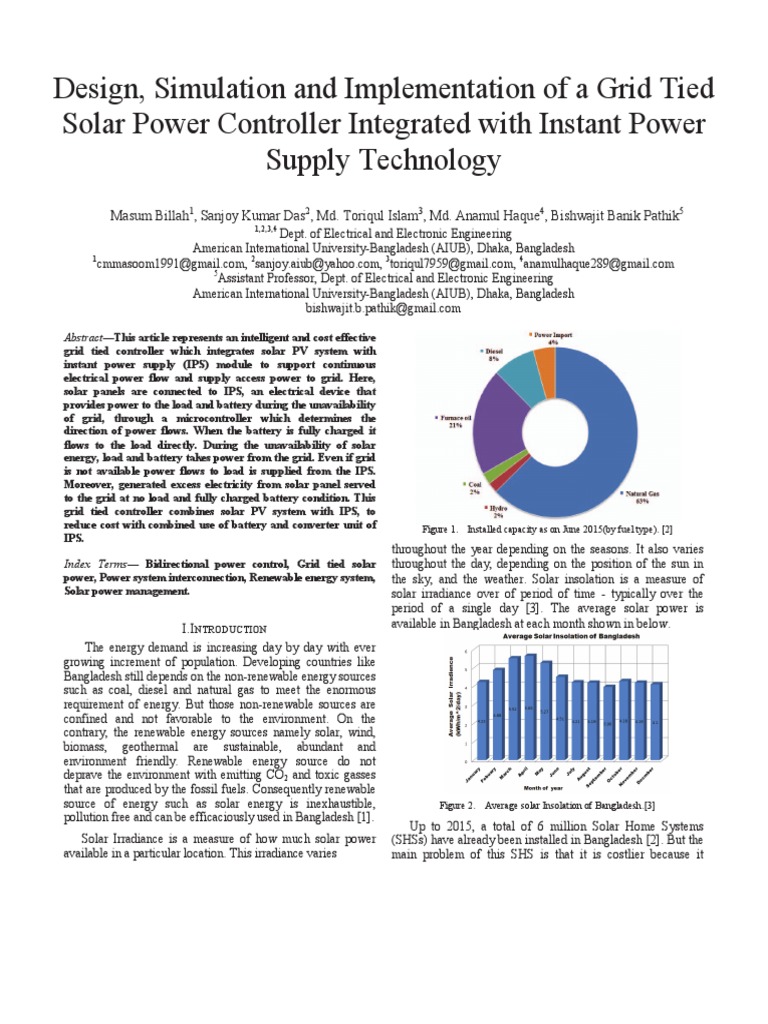 Design, Simulation and Implementation of A Grid Tied Solar Power ...