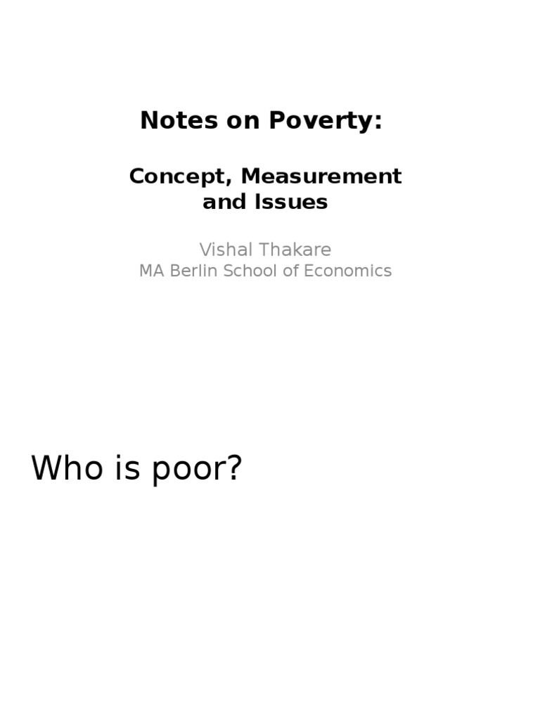 Notes On Poverty:: Concept, Measurement and Issues | PDF | Poverty ...