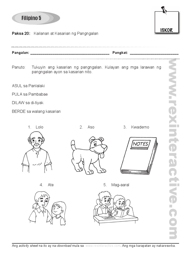Activity Sheet Filipino 5 20 | PDF