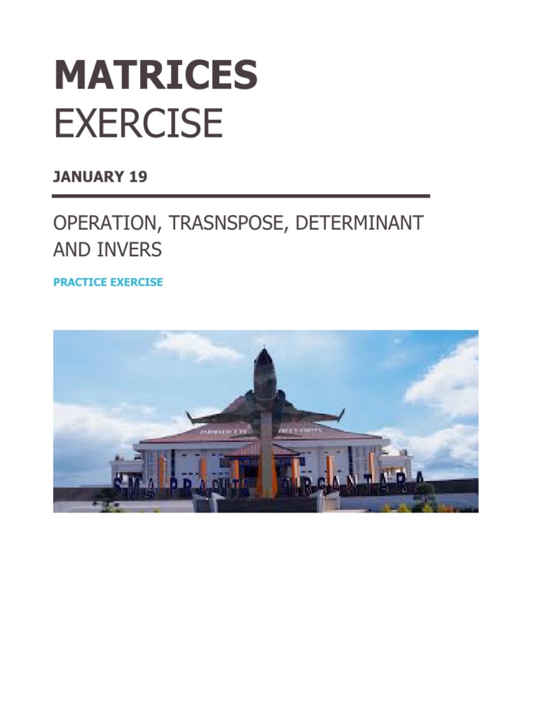 Exercise: Matrices | PDF | Determinant | Matrix (Mathematics)