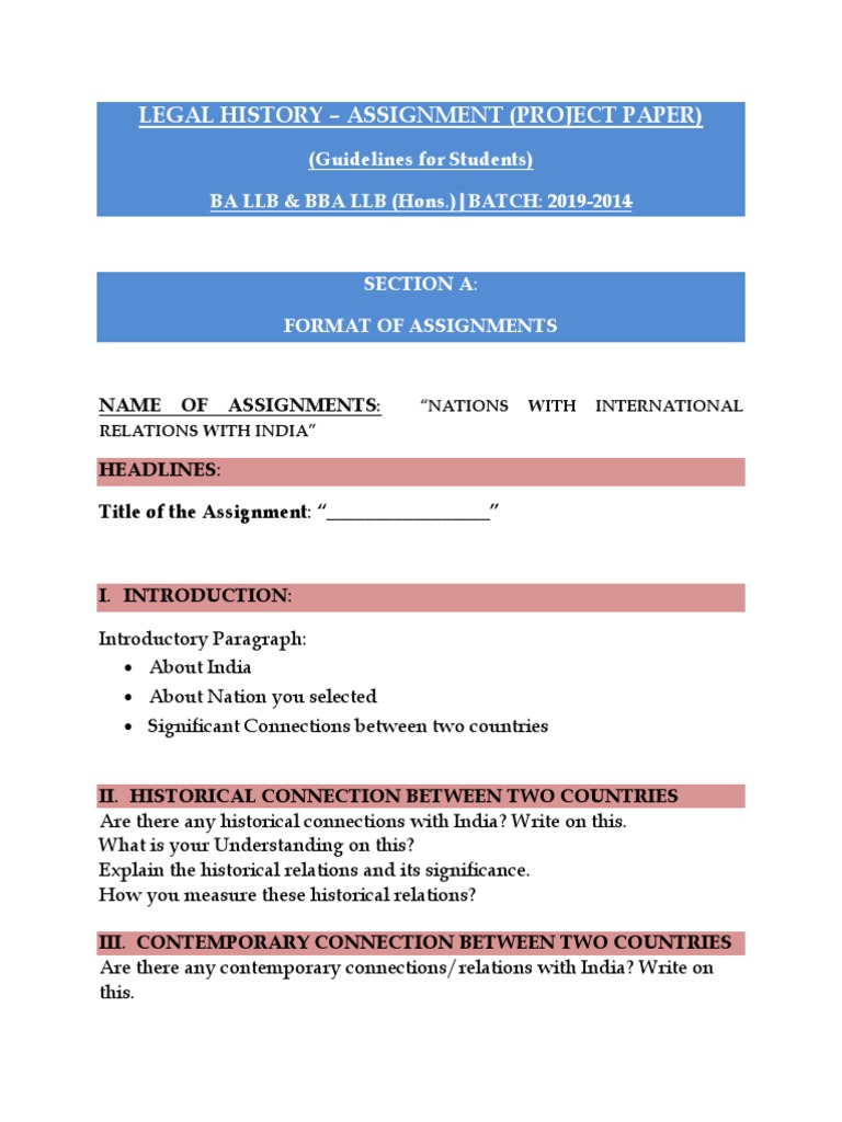 Legal History - Assignment (Project Paper) : (Guidelines For Students ...