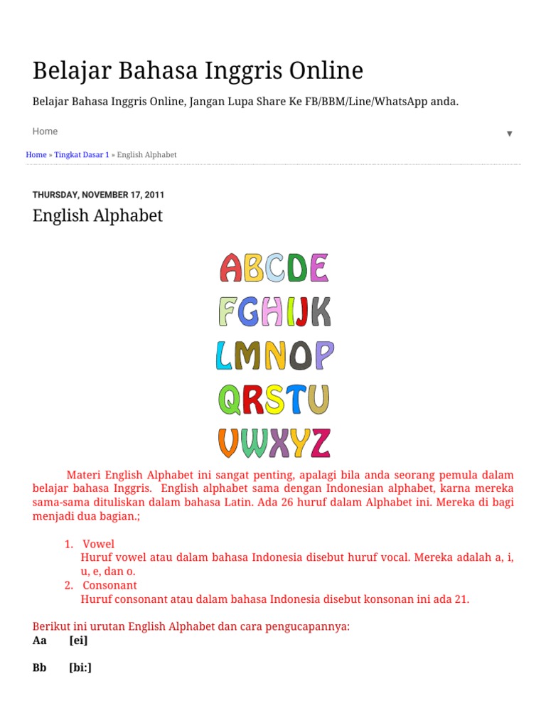 1english Alphabet Belajar Bahasa Inggris Online | PDF