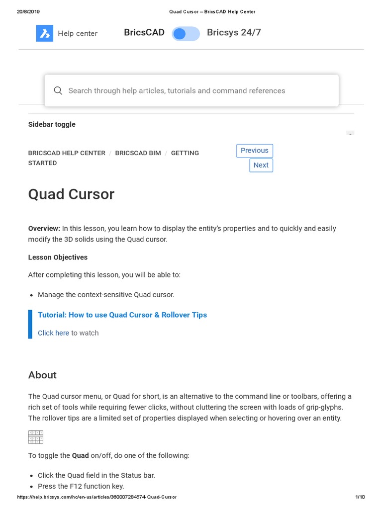 Quad Cursor: Bricscad | PDF | Icon (Computing) | Software