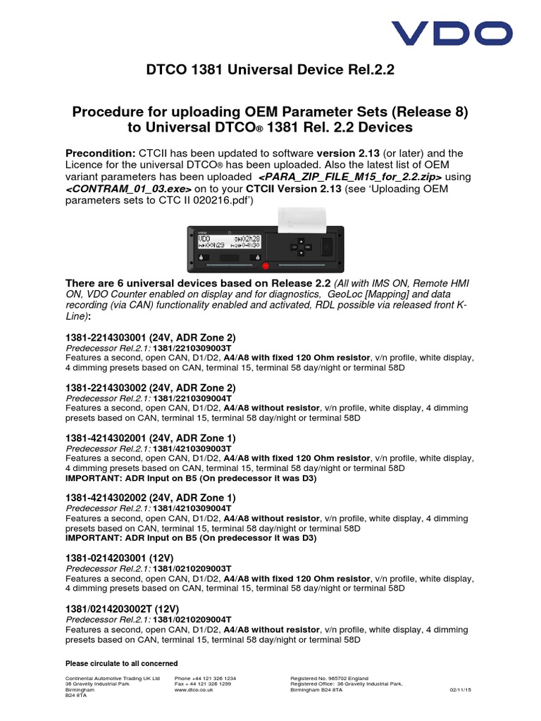 DTCO 1381 Universal Device Rel.2.2 | PDF | Calibration | Ip Multimedia ...