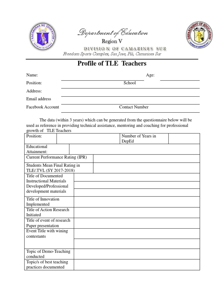 TLE Teachers' Professional Profile | PDF