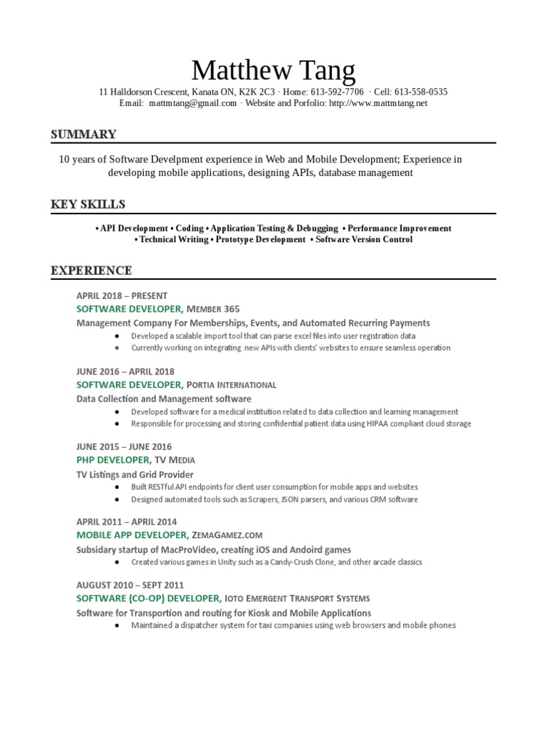 Matthew Tang CV | PDF | Web Application | Mobile App
