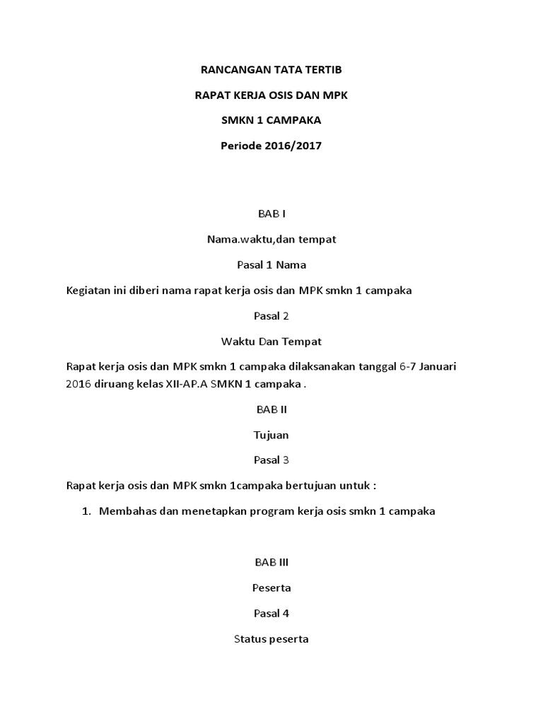Tata Tertib Sidang Raker Osis | PDF