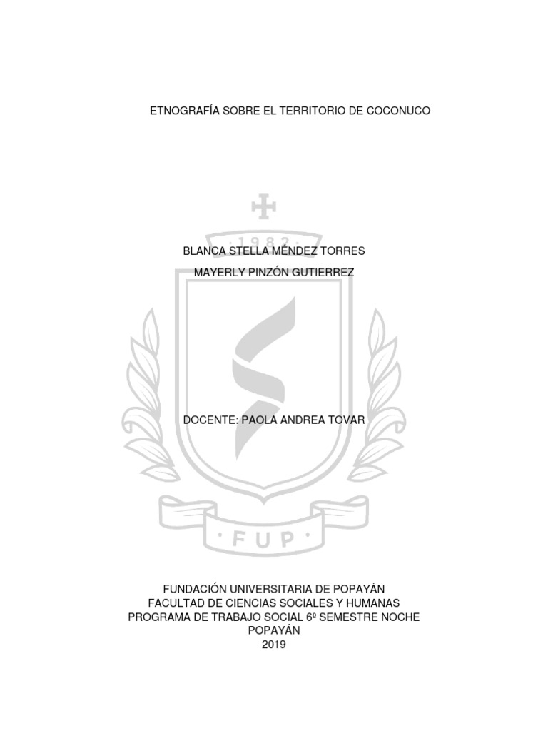 Cultura y Territorio en Coconuco | PDF