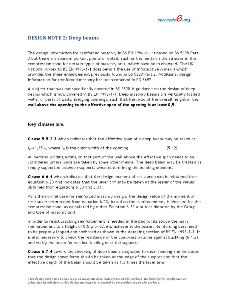 Masonry Design Note 2 Deep Beams | PDF | Beam (Structure) | Masonry