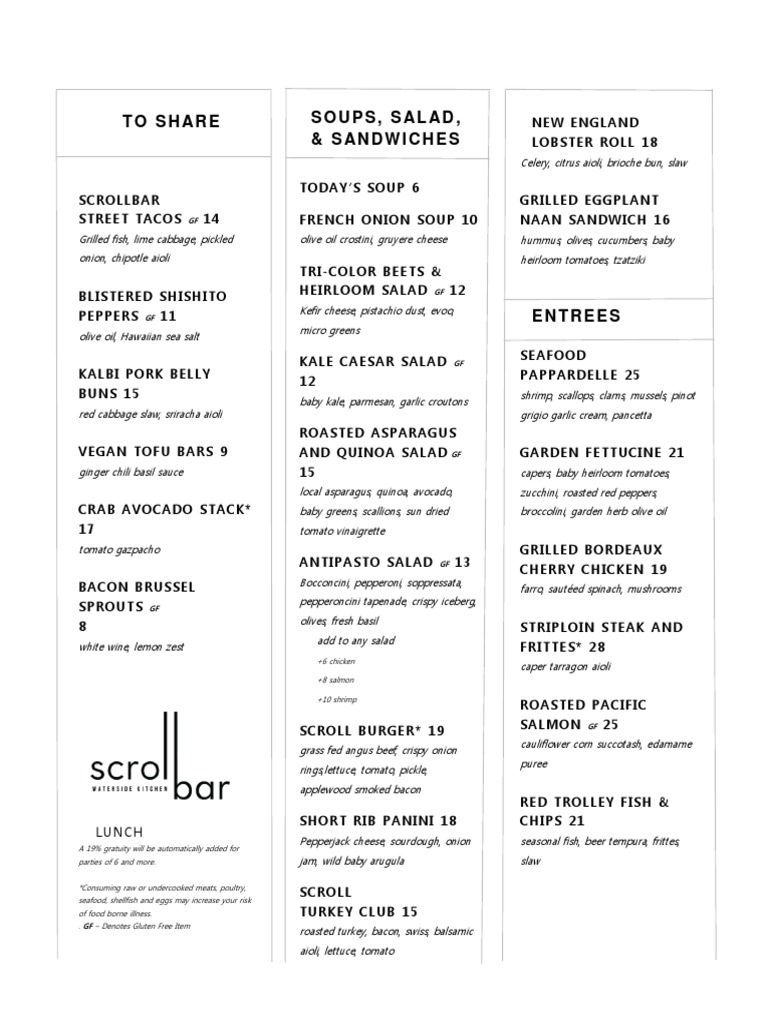 Scroll Bar Menu | PDF | Western Cuisine | Regional & Ethnic Food