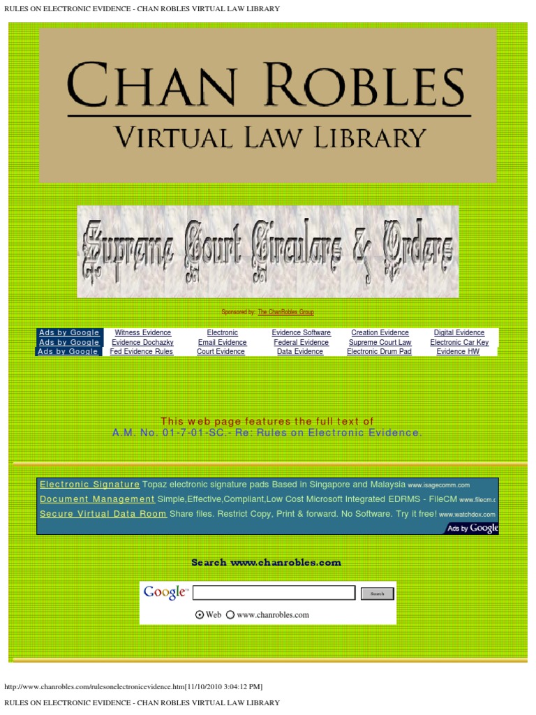Rules On Electronic Evidence | PDF | Affidavit | Public Key Cryptography