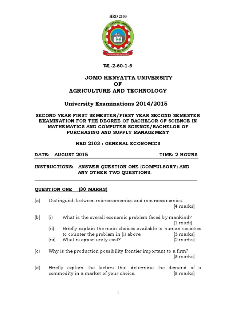 HRD 2103 General Economics | PDF | Demand | Economics