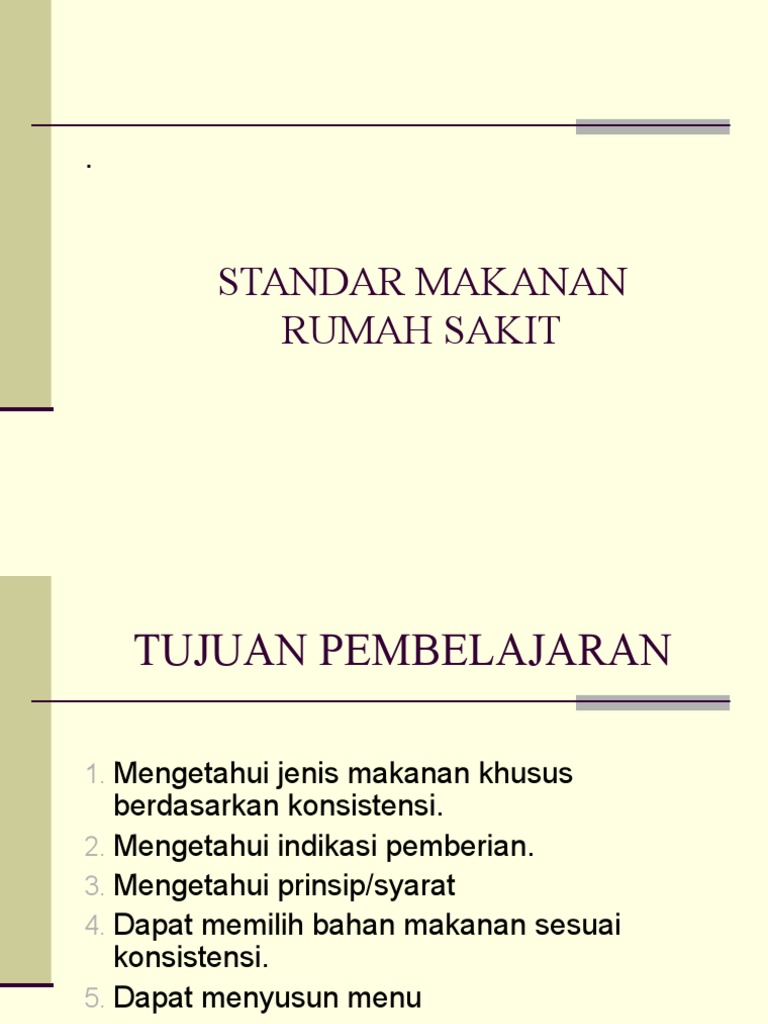 Standar Makanan Rumah Sakit | PDF