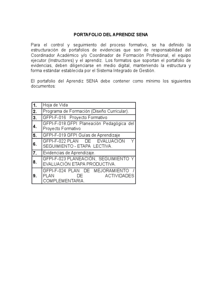Portafolio Del Aprendiz Sena | PDF