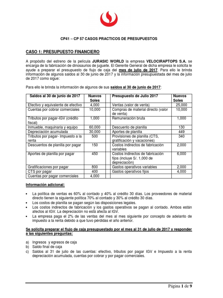 Presupuesto Financiero: Flujo de Caja | PDF | Impuesto sobre la renta ...