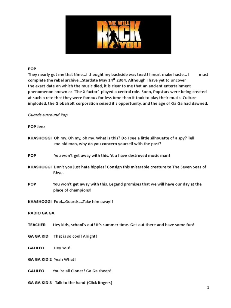We Will Rock You Script | PDF