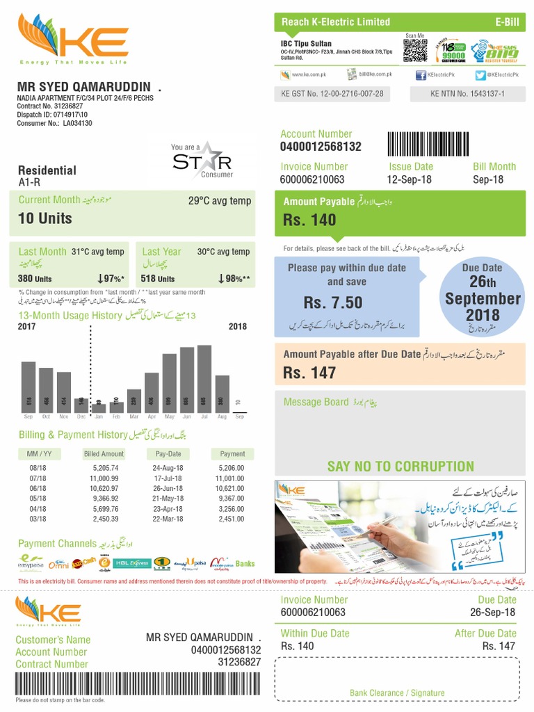 K Electric Bill | Download Free PDF | Power (Physics) | Services ...