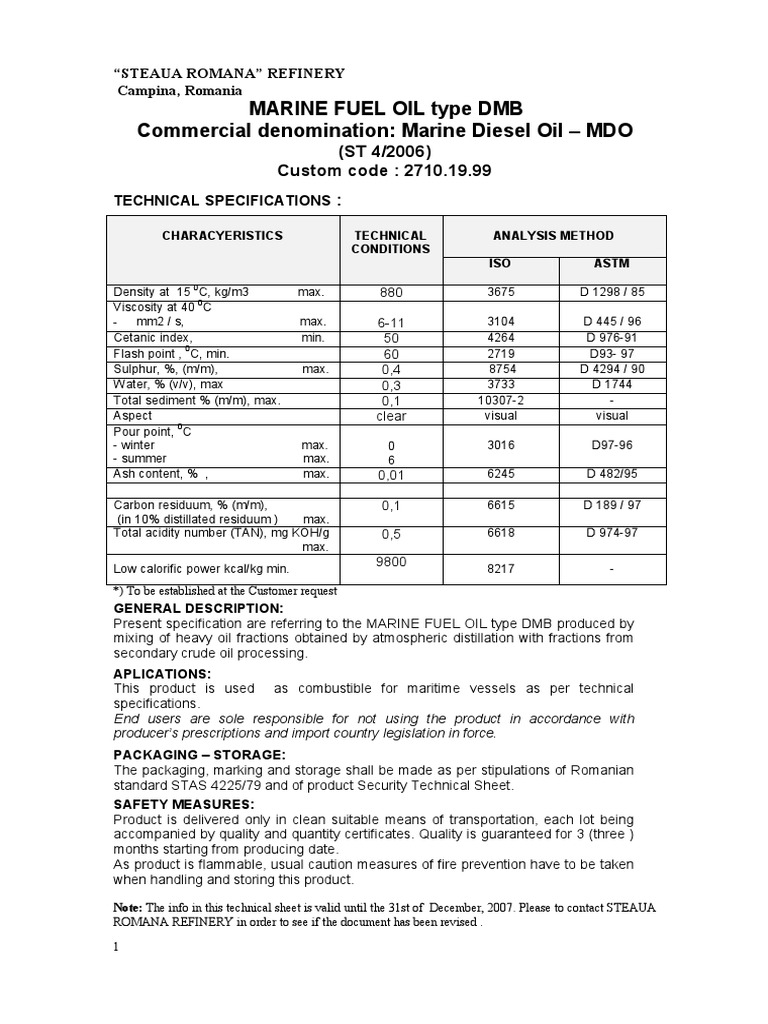 Marine Diesel Oil (Mdo) PDF | PDF | Fuel Oil | Fuels