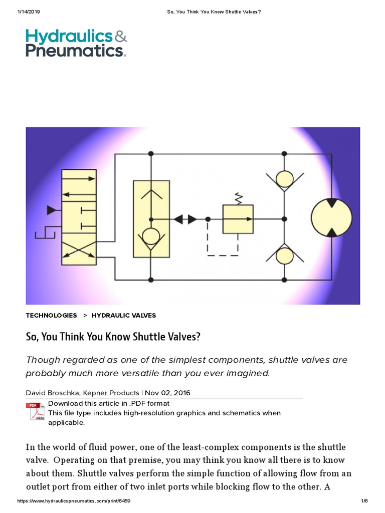 So, You Think You Know Shuttle Valves? | PDF | Valve | Switch