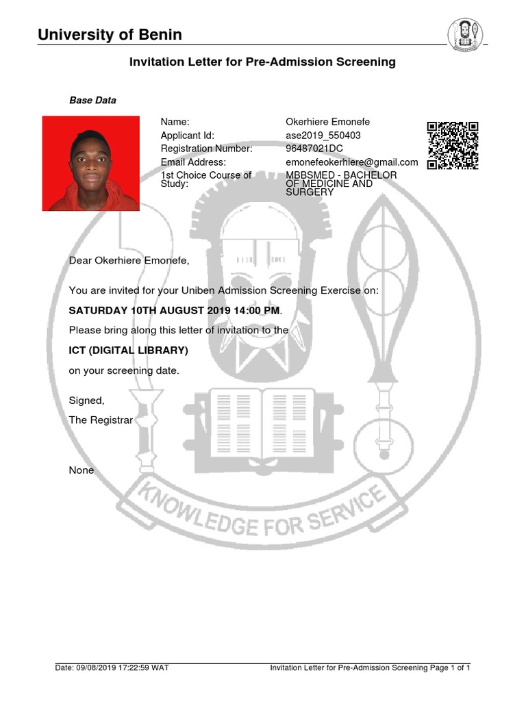 Screening Invitation Slip | PDF | Computing