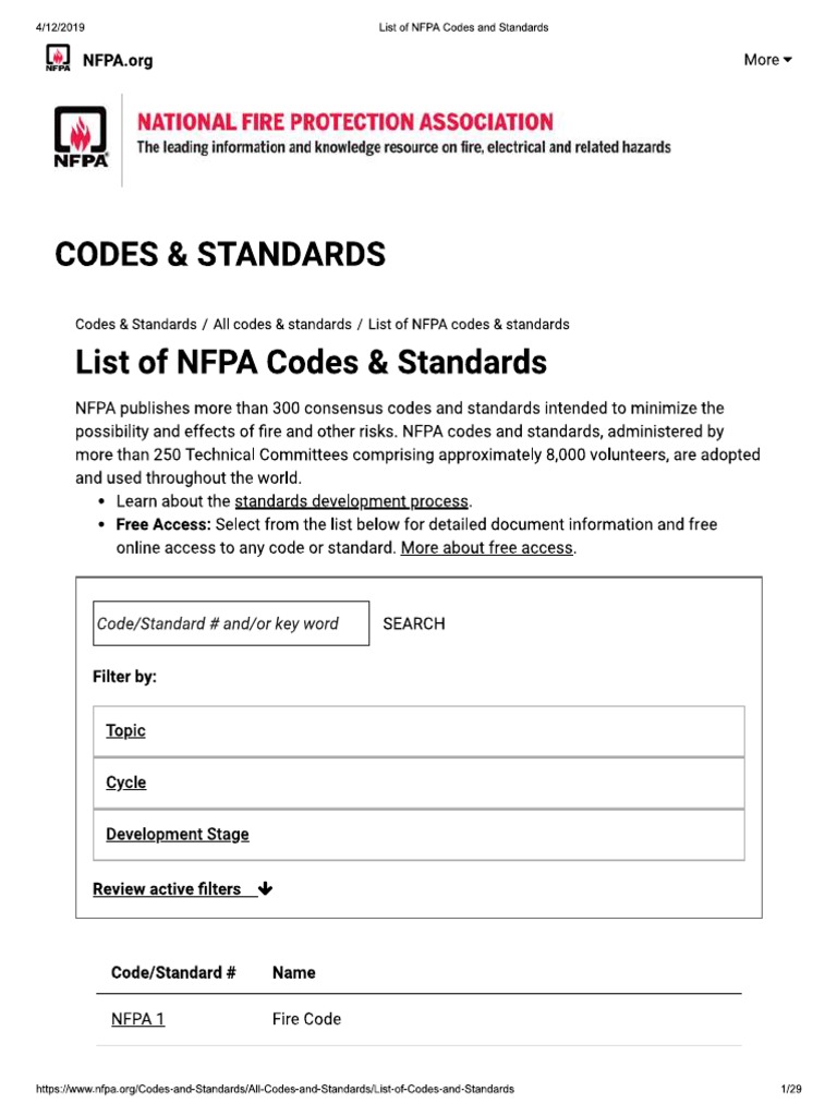 NFPA Standards List PDF | PDF
