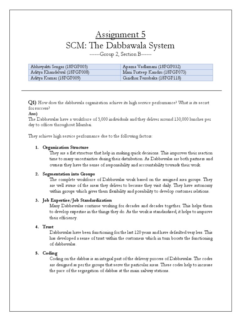 SecB - Group02 - The Dabbawala System | PDF | Economies | Business