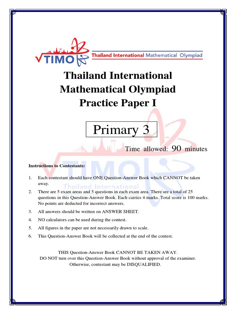 Timo Practice Paper I p3 | PDF | Numbers | Fraction (Mathematics)