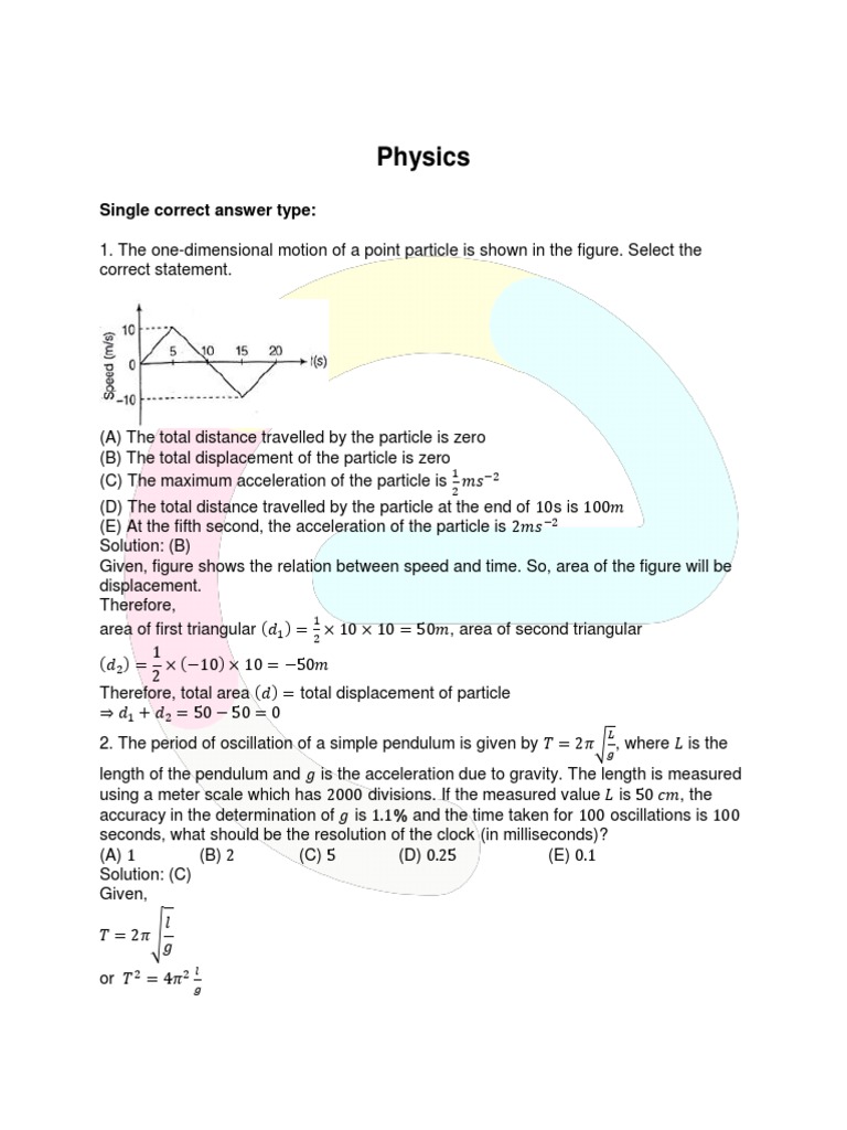 KEAM 2018 Physics and Chemistry Previous Year Papers | PDF | Waves | Force